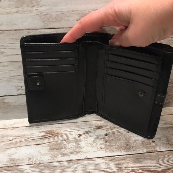 Coach | Bags | Authentic Coach Signature Wallet Black Silver | Poshmark